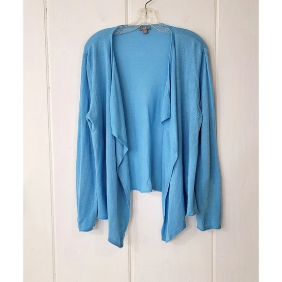 J. Jill | Sweaters | J Jill Blue Linen Blend Drape Front Cardigan ...